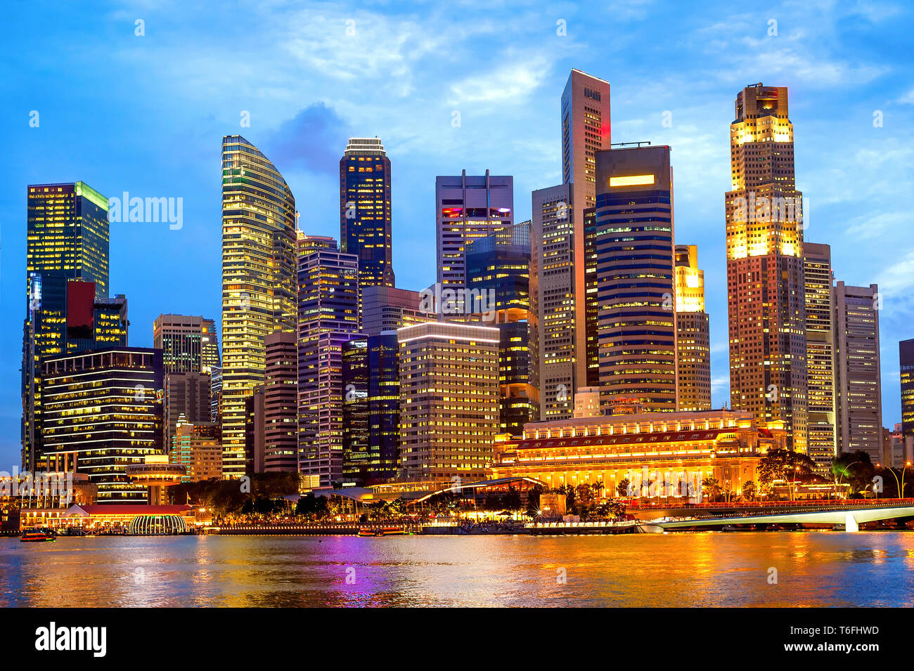 Singapore downtown core illuminated night Stock Photo - Alamy