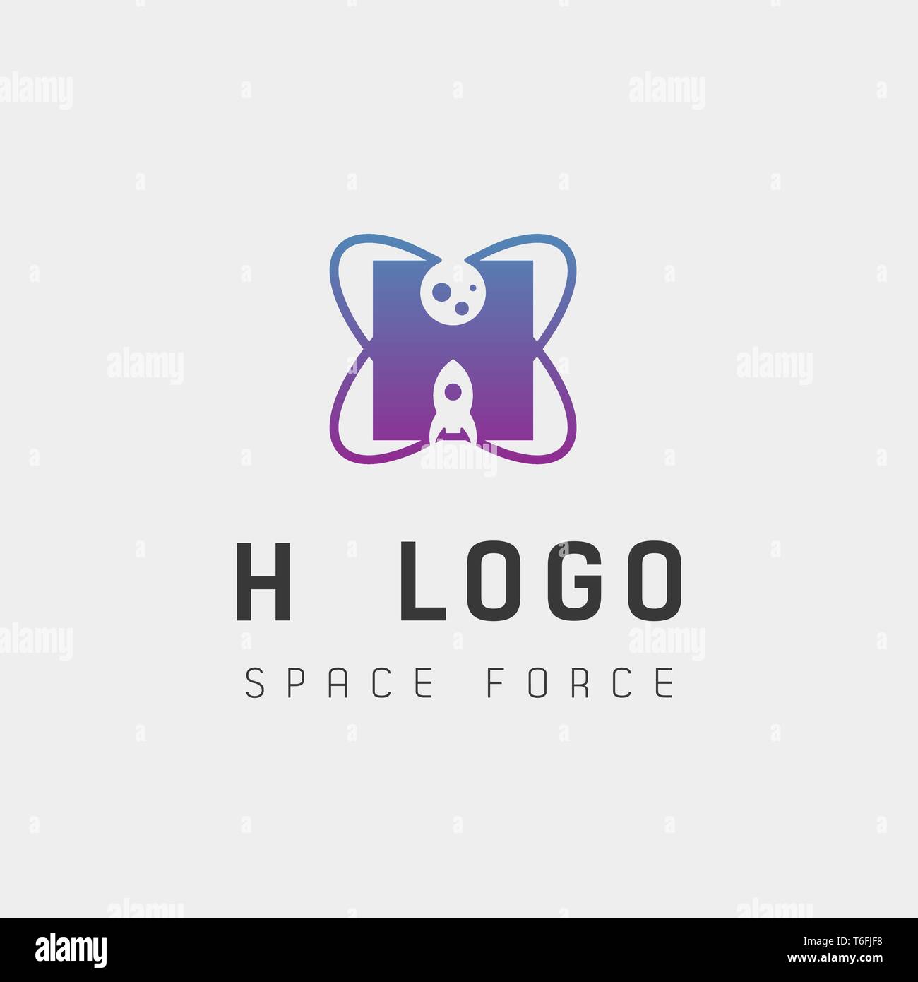space force logo design h initial galaxy rocket vector in gradient ...