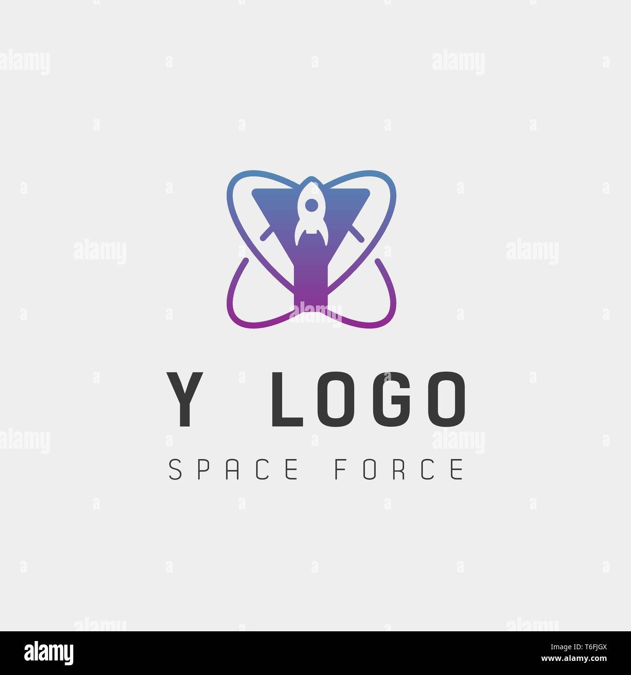 space force logo design y initial galaxy rocket vector in gradient ...