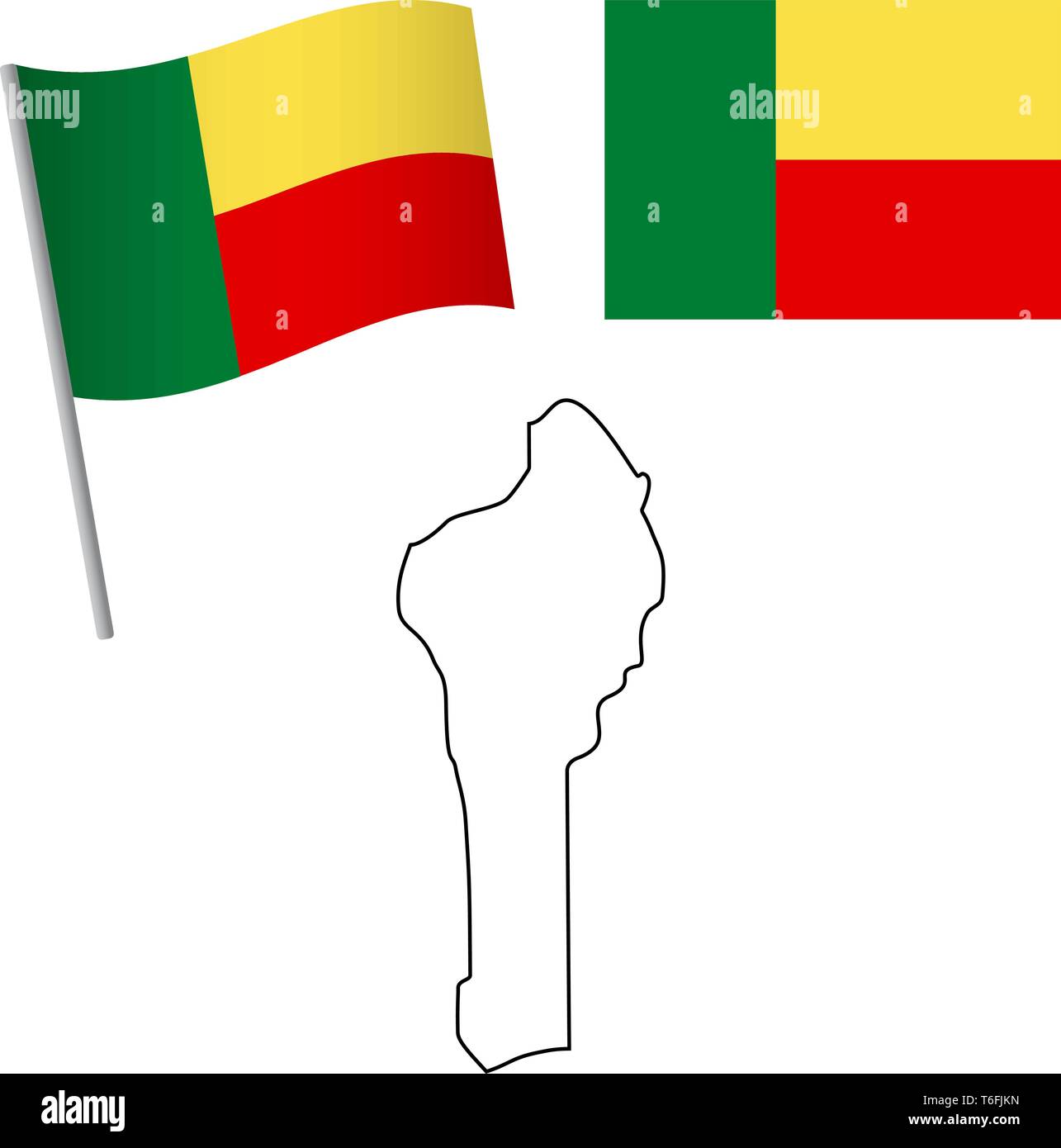 Benin flag and map. Patriotic background. National flag of Benin vector ...