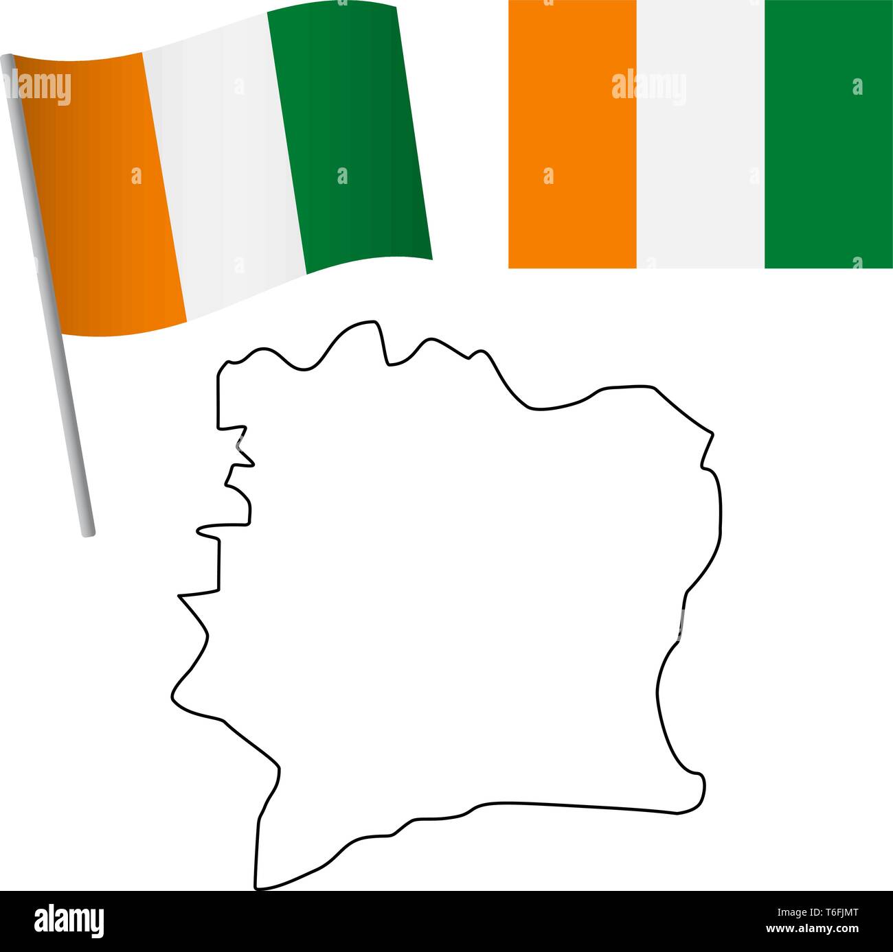 Cote d'ivoire - Ivory Coast flag and map. Patriotic background ...
