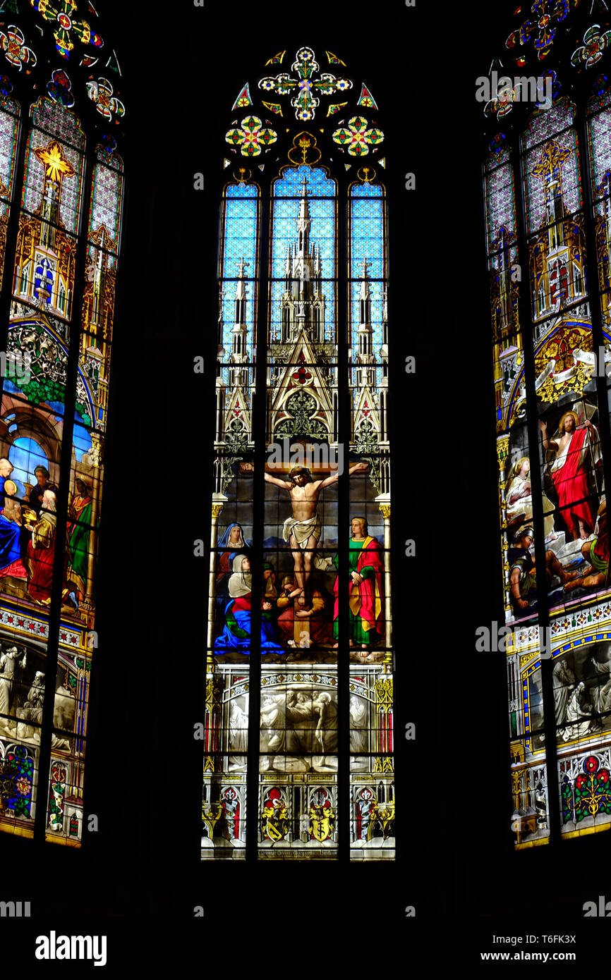 Stained glass window, Basel Stock Photo - Alamy