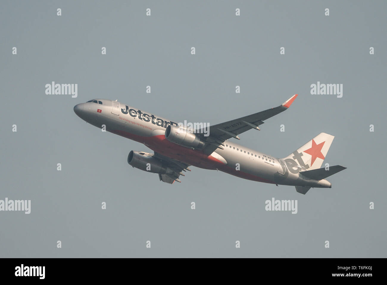 Saigon, Vietnam - Jan 29, 2019. An Airbus A320 airplane of Jetstar ...