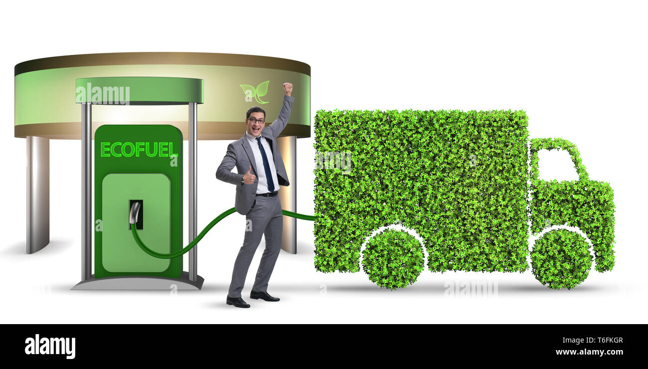 Man in ecofuel concept for delivery vehicles Stock Photo - Alamy