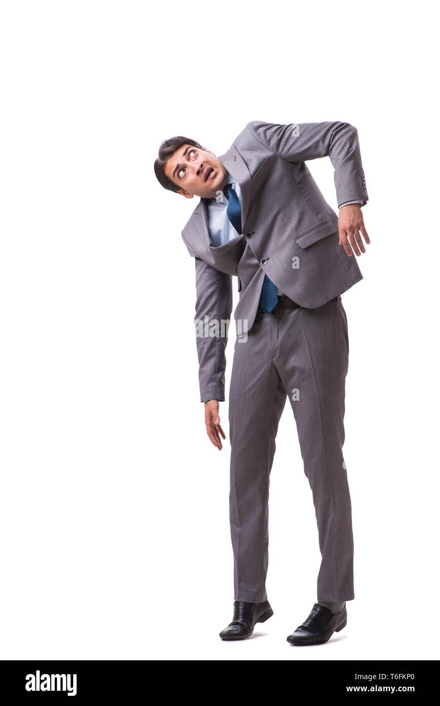 Young puppet businessman isolated on white background Stock Photo - Alamy