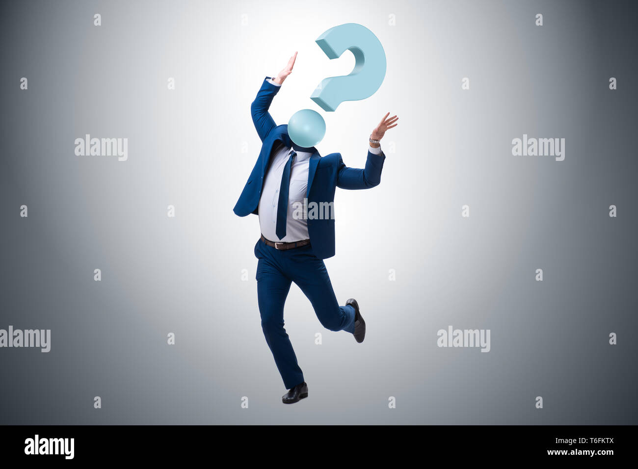 Businessman with question mark instead of head Stock Photo - Alamy
