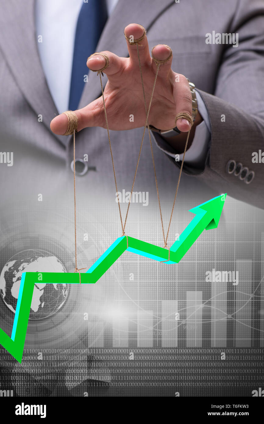 Hand supporting the growth chart line Stock Photo - Alamy