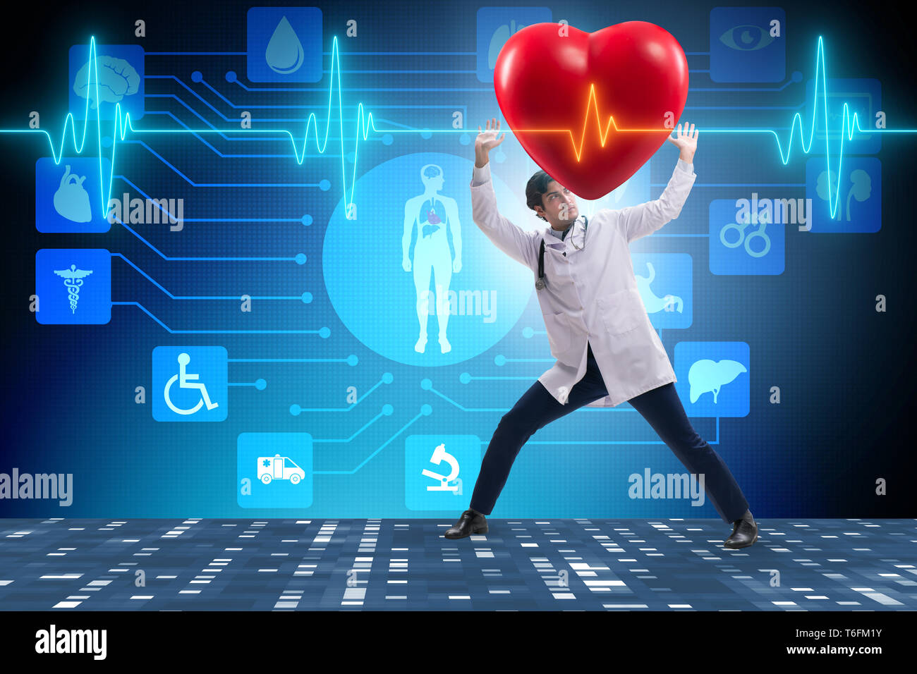 Doctor cardiologist supporting cardiogram heart line Stock Photo - Alamy