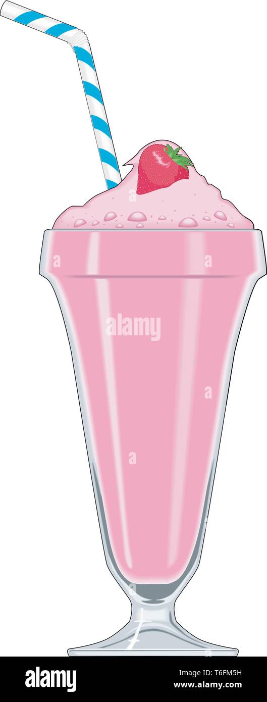 Strawberry Milkshake Vector Illustration Stock Vector Image & Art - Alamy