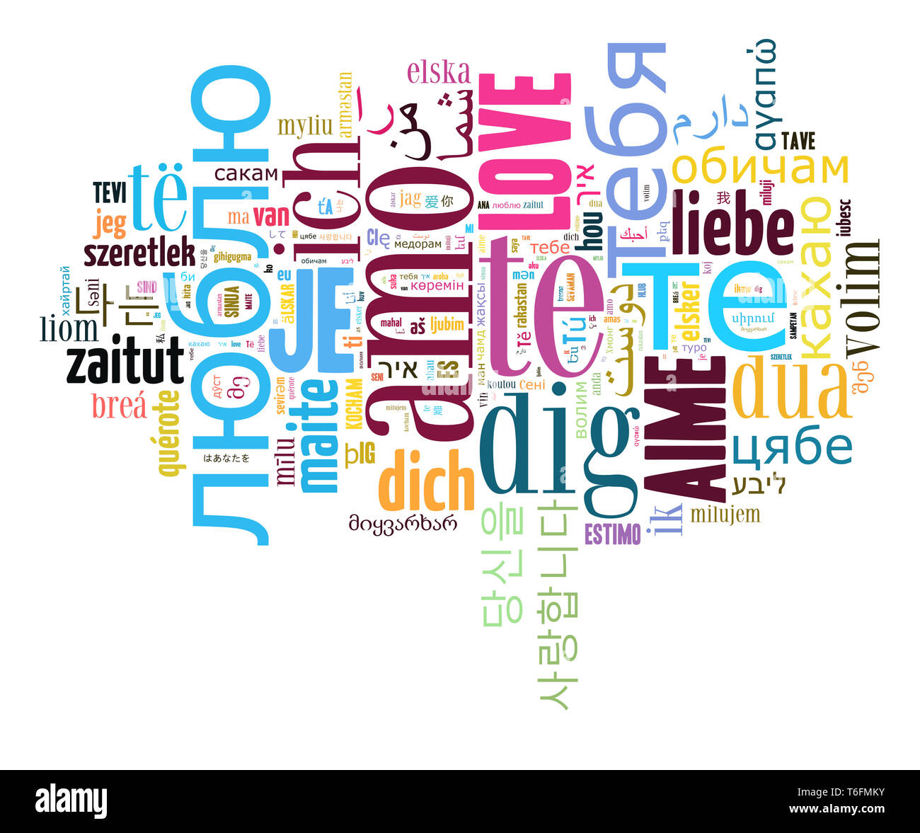 wordcloud Love you in different languages Stock Photo - Alamy