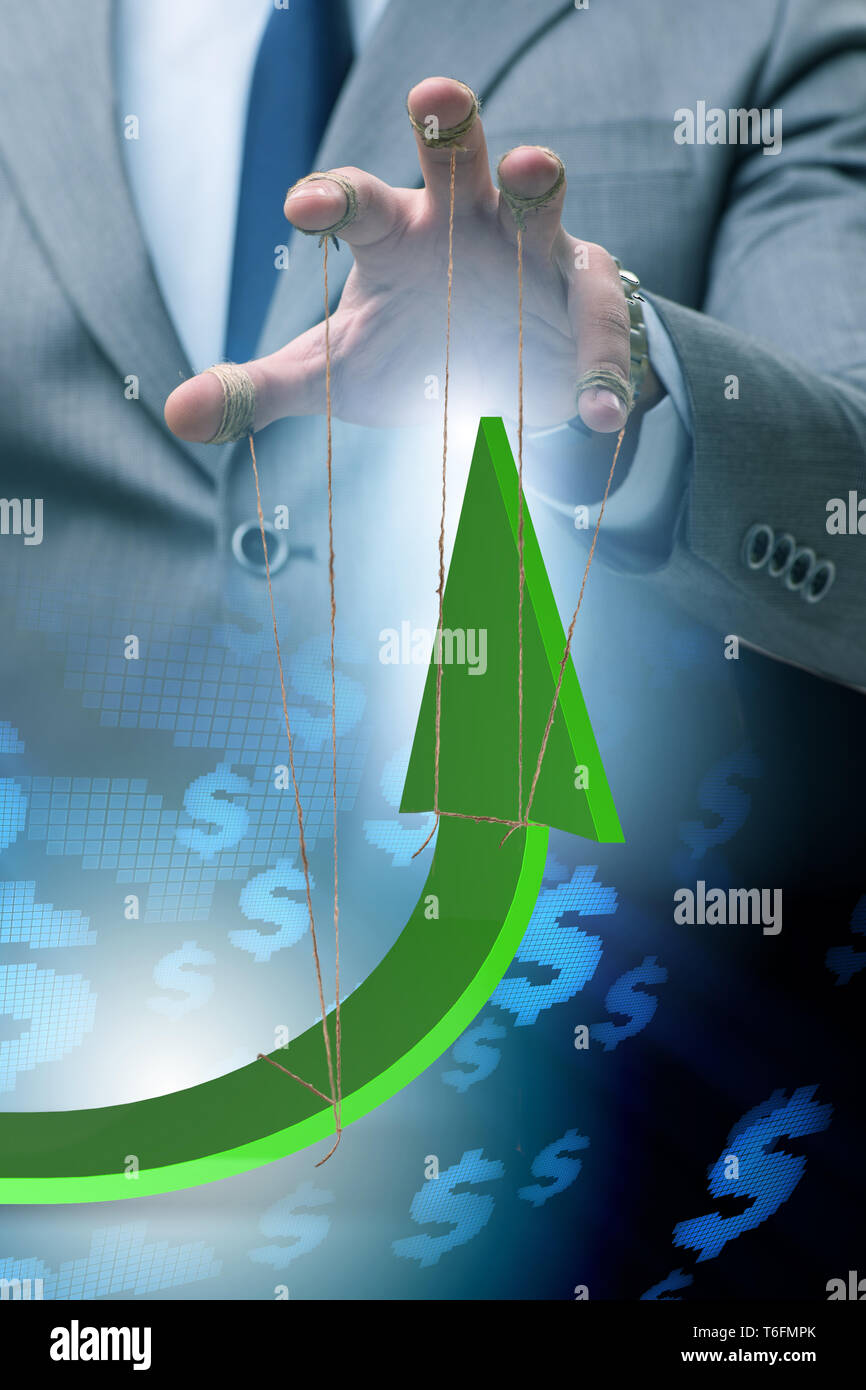 Hand supporting the growth chart line Stock Photo - Alamy