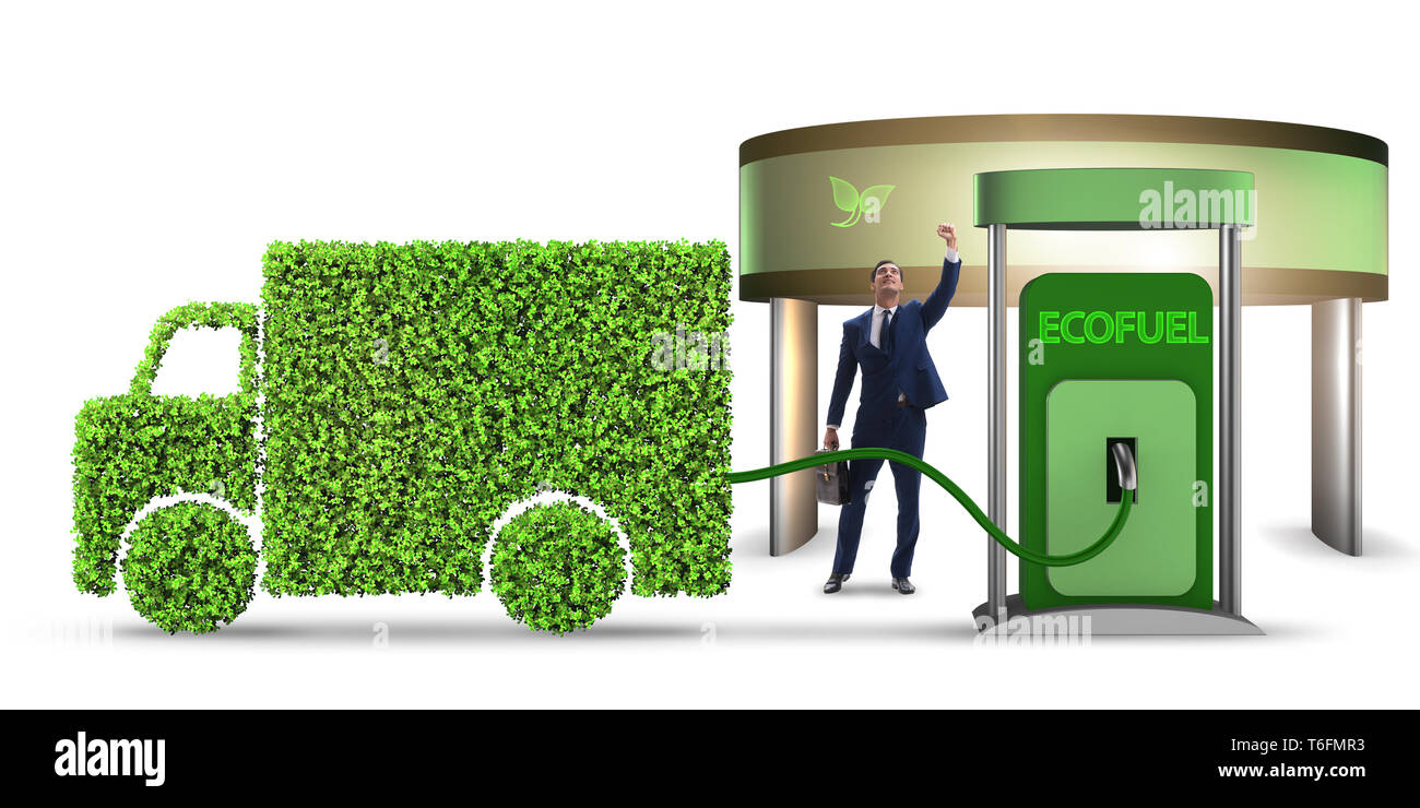 Man in ecofuel concept for delivery vehicles Stock Photo - Alamy