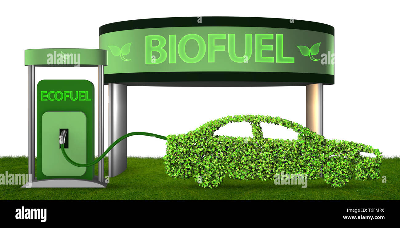 Car powered by biofuel - 3d rendering Stock Photo - Alamy