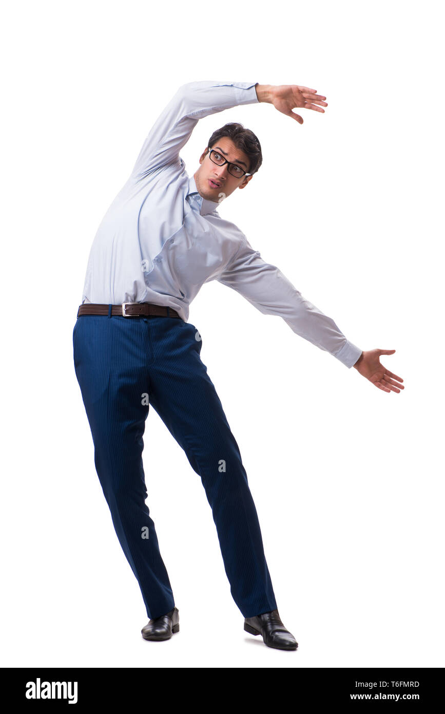 Young puppet businessman isolated on white background Stock Photo - Alamy