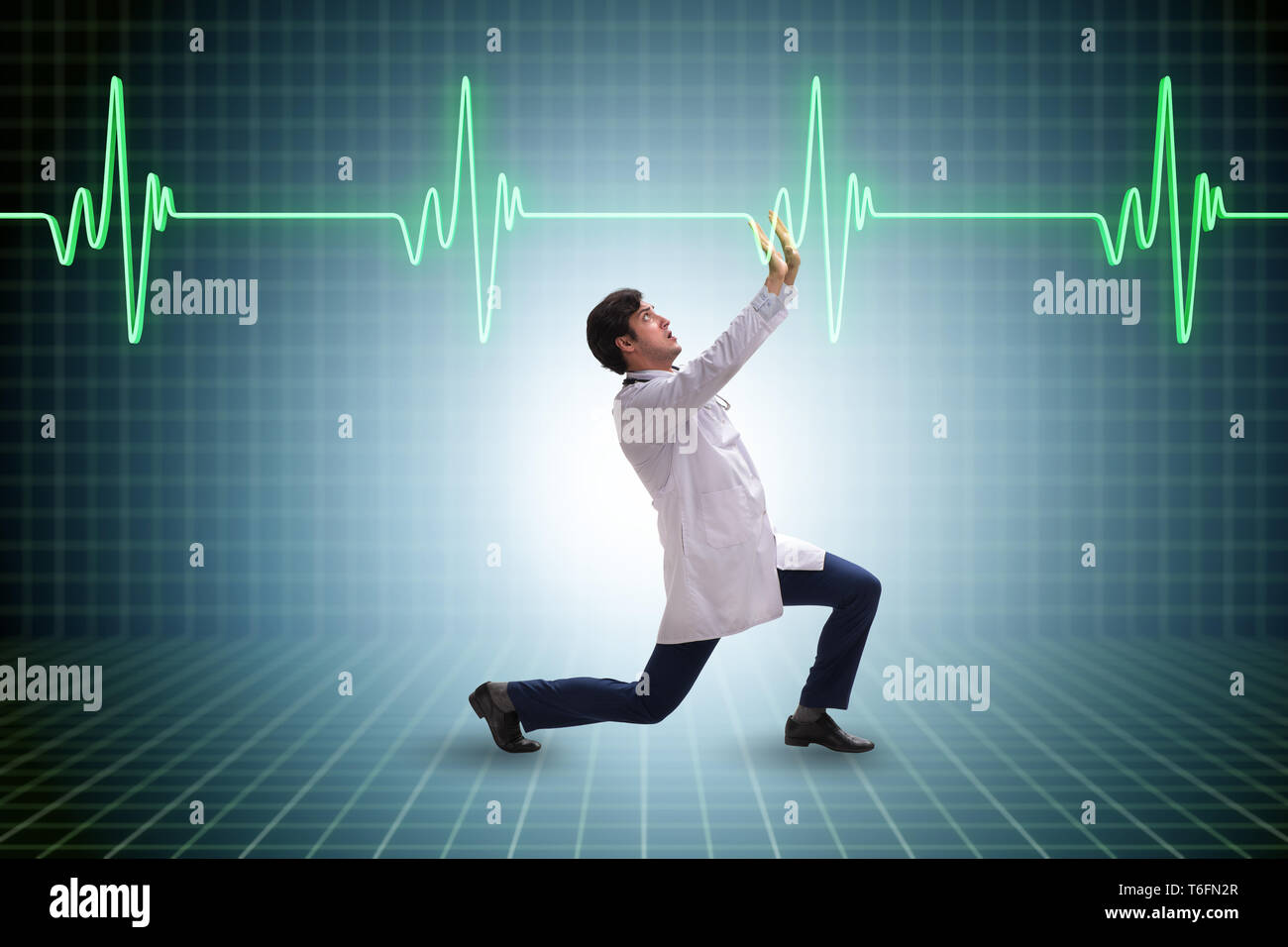 Doctor cardiologist supporting cardiogram heart line Stock Photo - Alamy