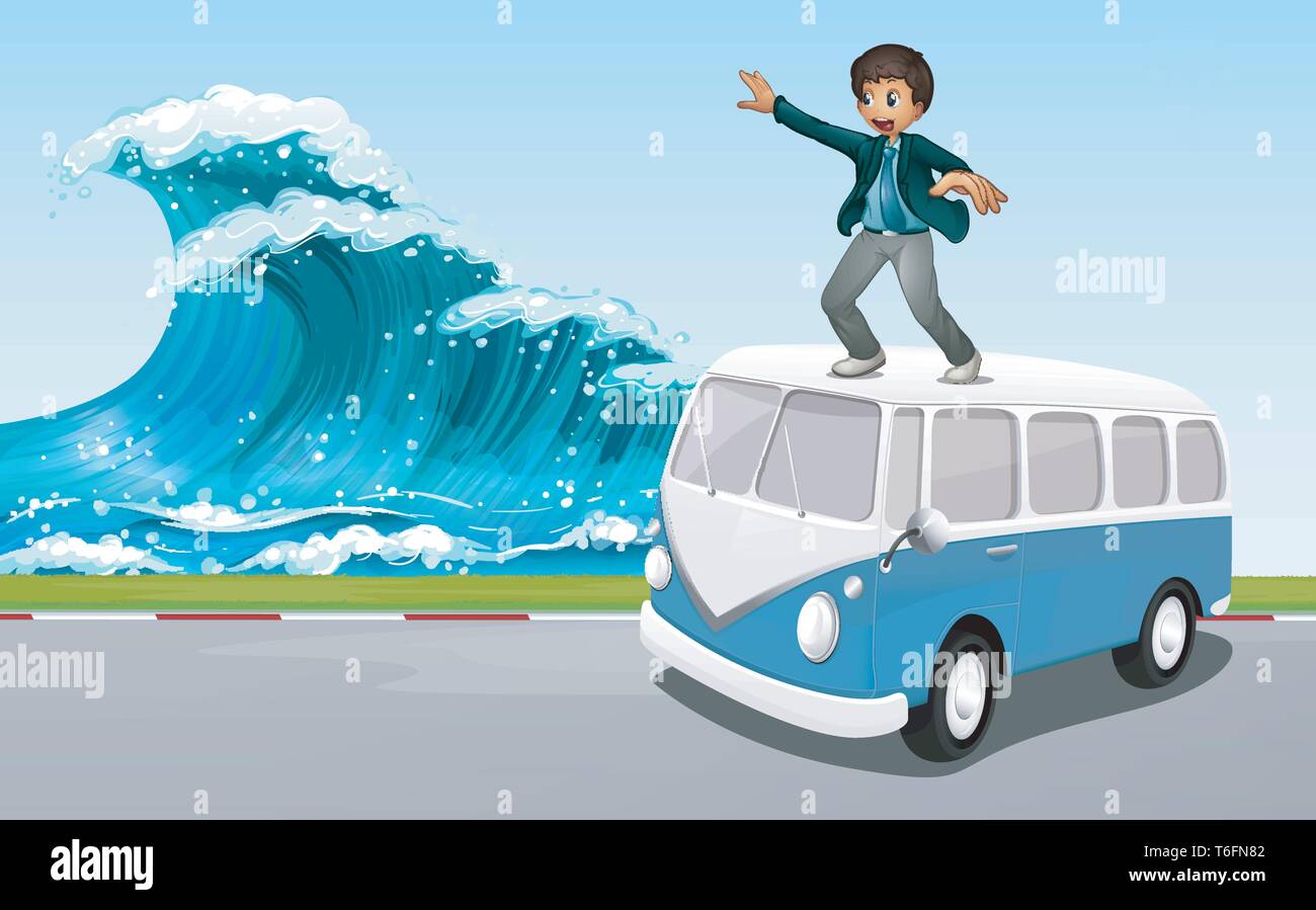Business man on the top of a van illustration Stock Vector Image & Art ...