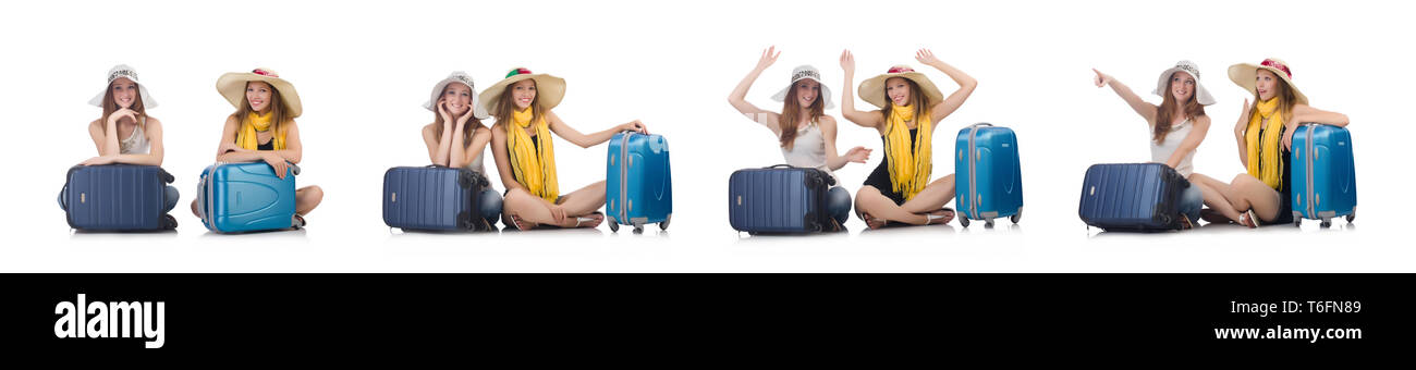 Woman going to summer vacation isolated on white Stock Photo - Alamy