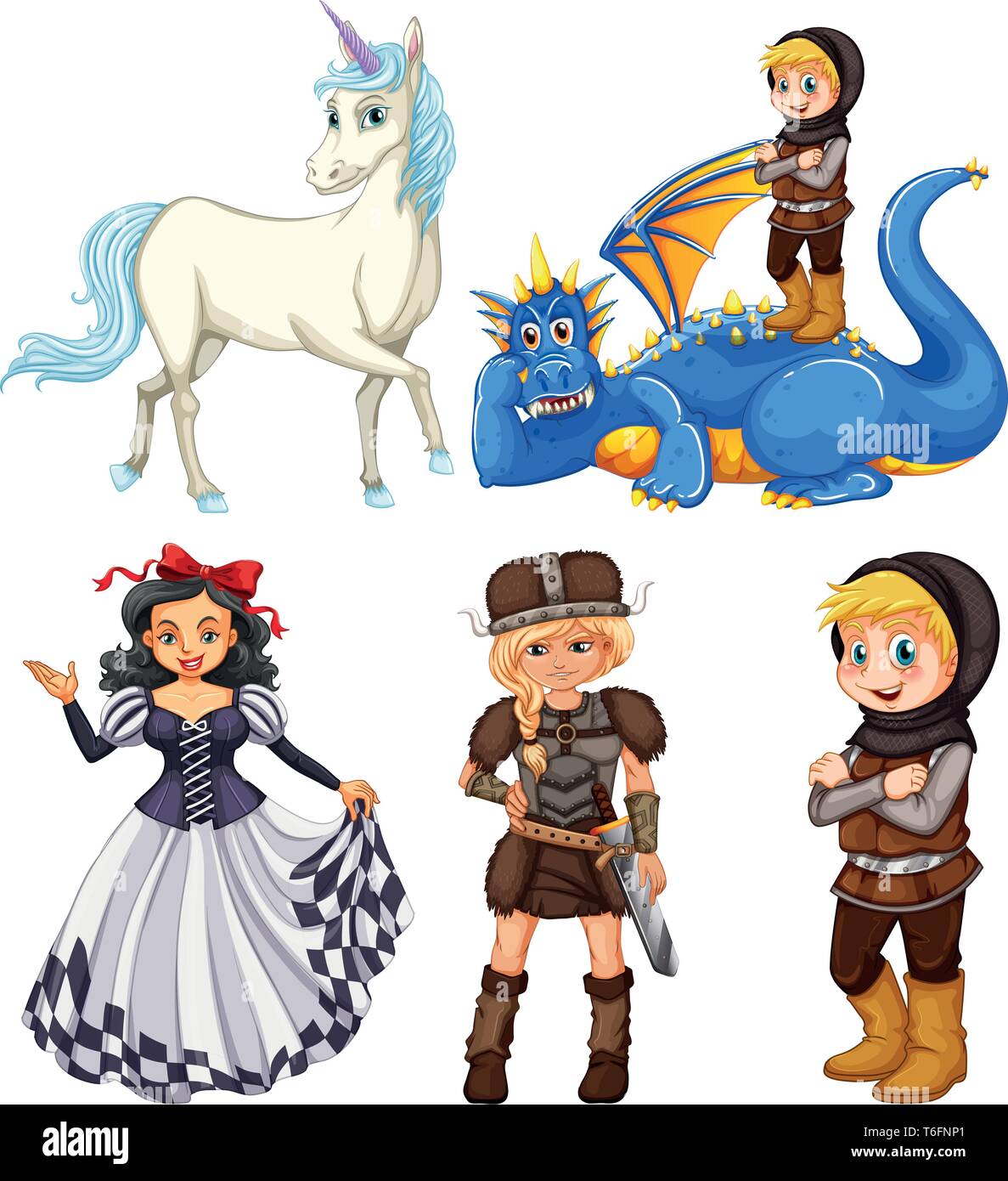 Set of medieval cartoon character illustration Stock Vector Image & Art ...
