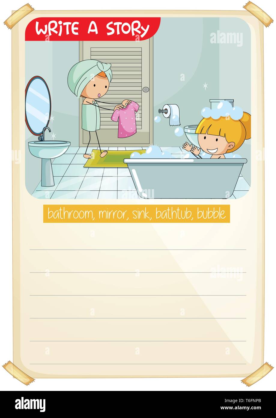 A picture narrative worksheet illustration Stock Vector Image & Art - Alamy