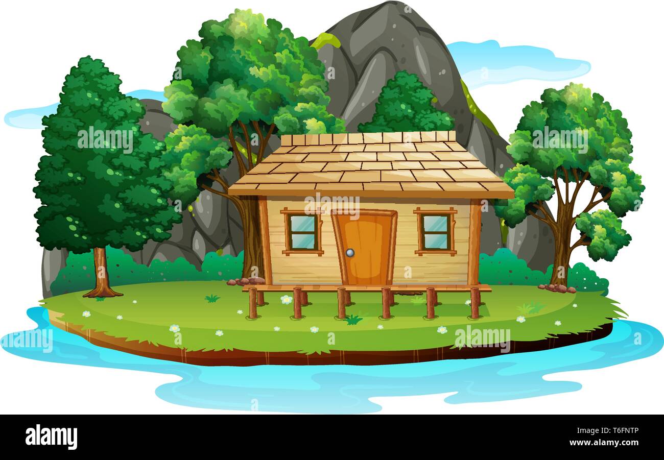 Hut in isolated island illustration Stock Vector Image & Art - Alamy