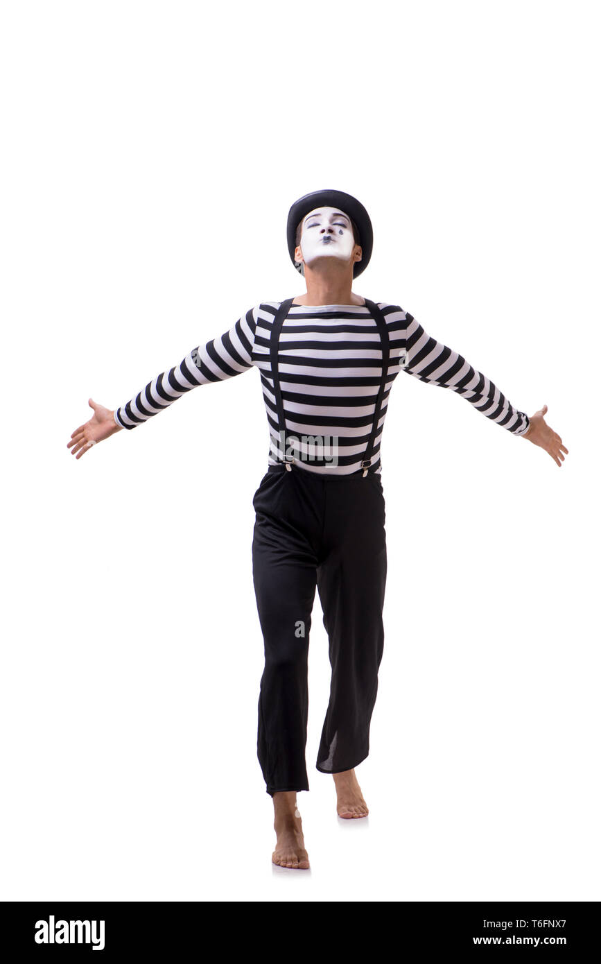 Young mime isolated on white background Stock Photo - Alamy