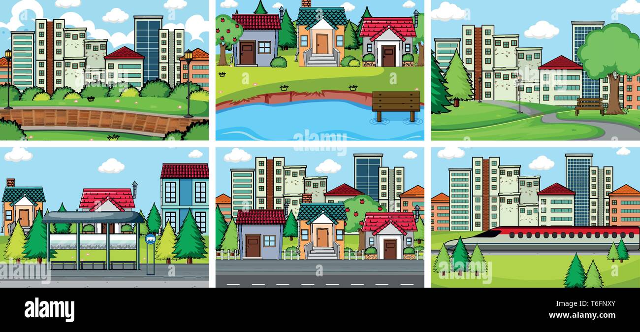 Set of flat nature scene illustration Stock Vector Image & Art - Alamy