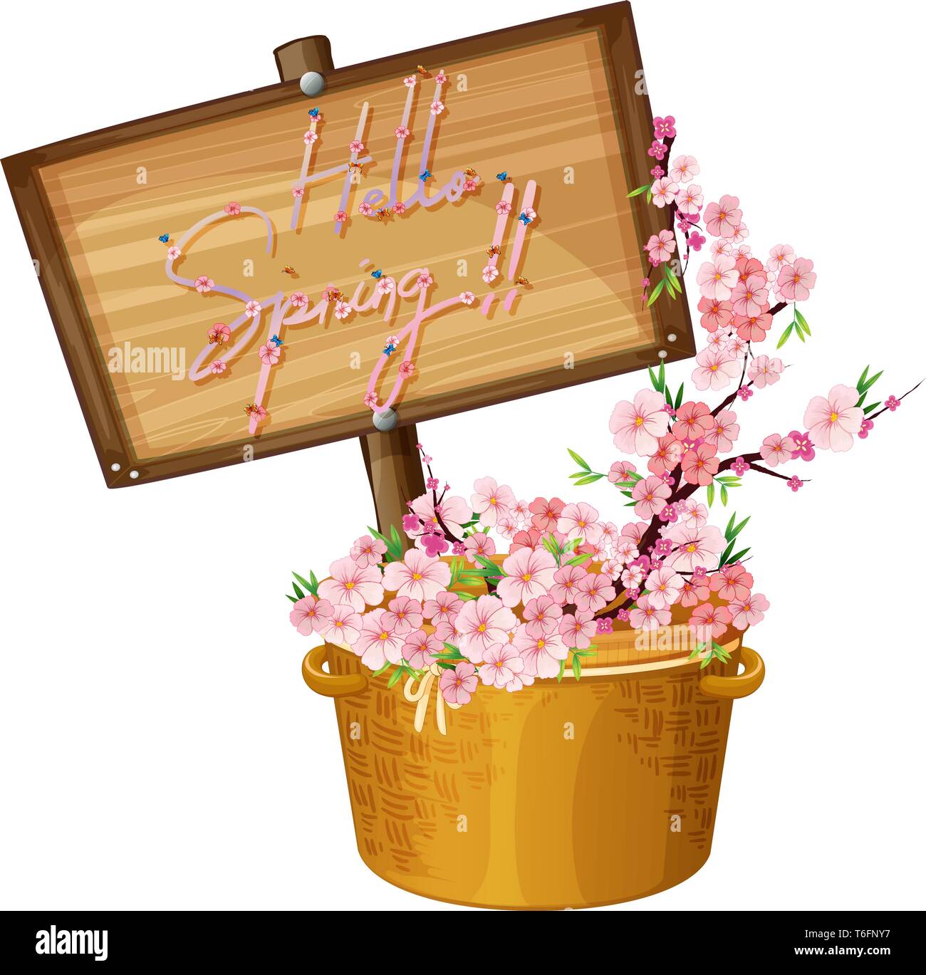 Hello spring text paper Stock Vector Images - Alamy