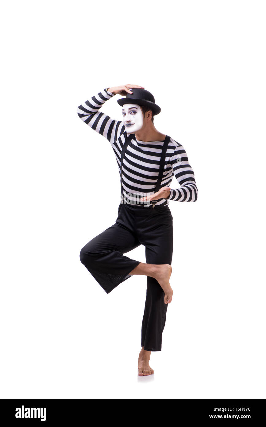 Young mime isolated on white background Stock Photo - Alamy