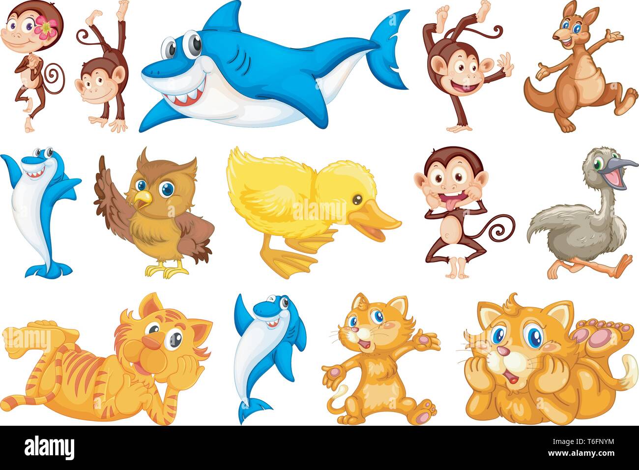 Set of happy animal illustration Stock Vector Image & Art - Alamy