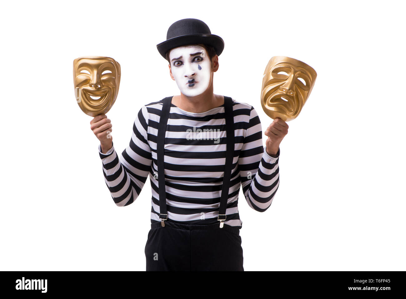 Mime with masks isolated on white background Stock Photo - Alamy