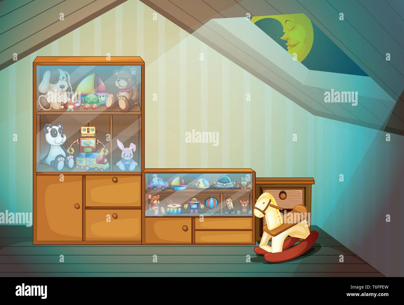 Interior attic room window Stock Vector Images - Alamy