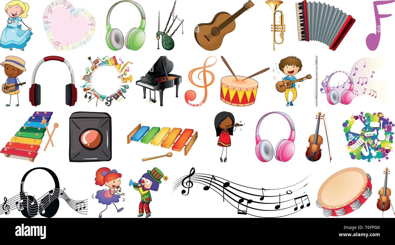 music set of people and objects illustration Stock Vector Image & Art ...
