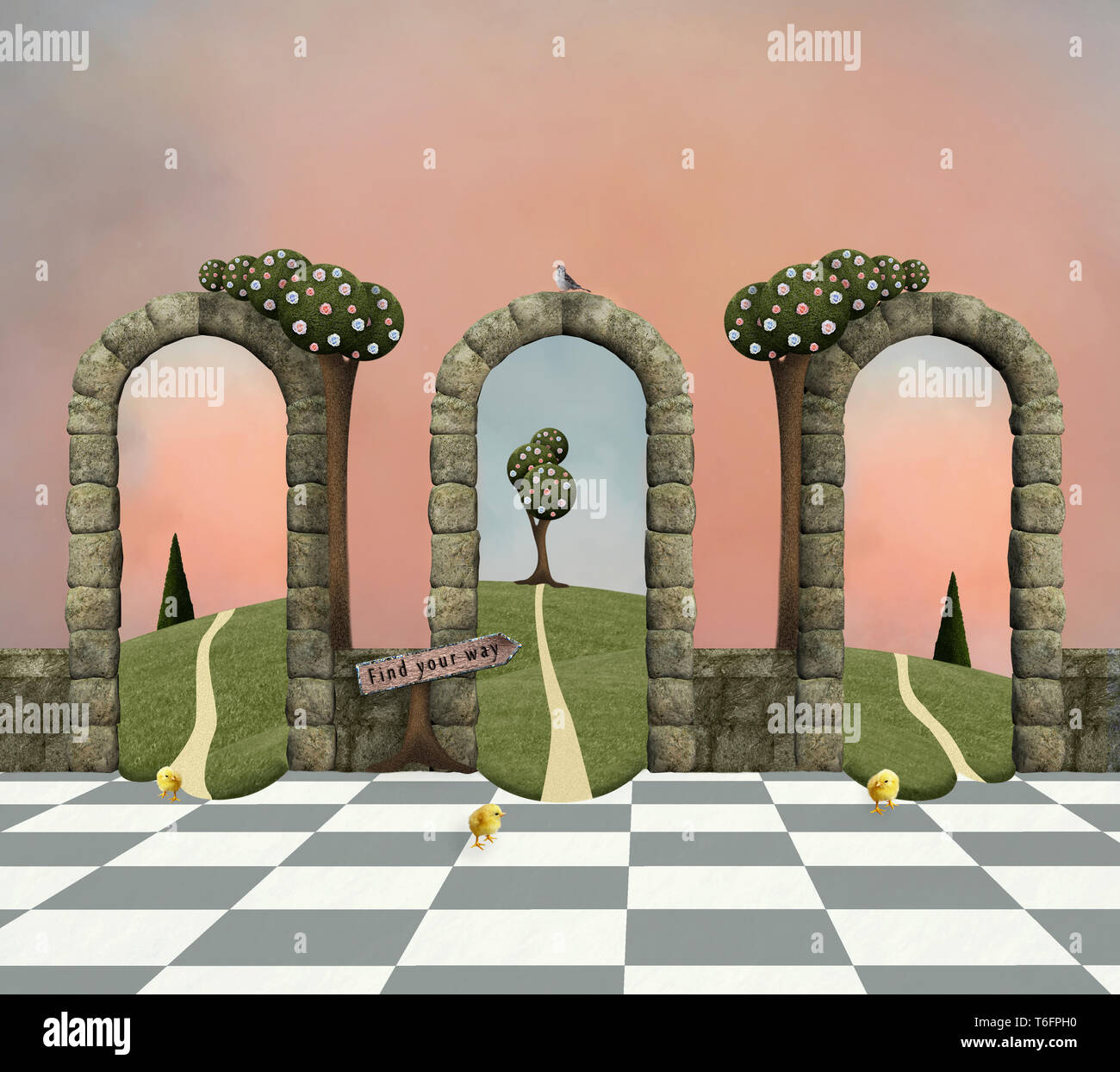 Wonderland series: make your choice conceptual background Stock Photo ...