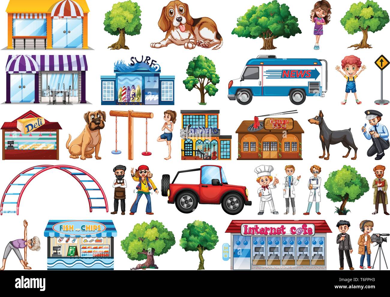 Set of city element illustration Stock Vector Image & Art - Alamy