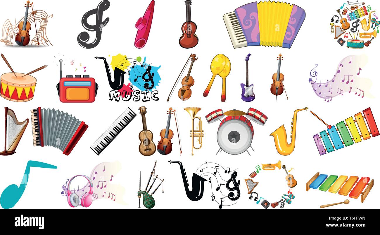 Set of music instruments illustration Stock Vector Image & Art - Alamy