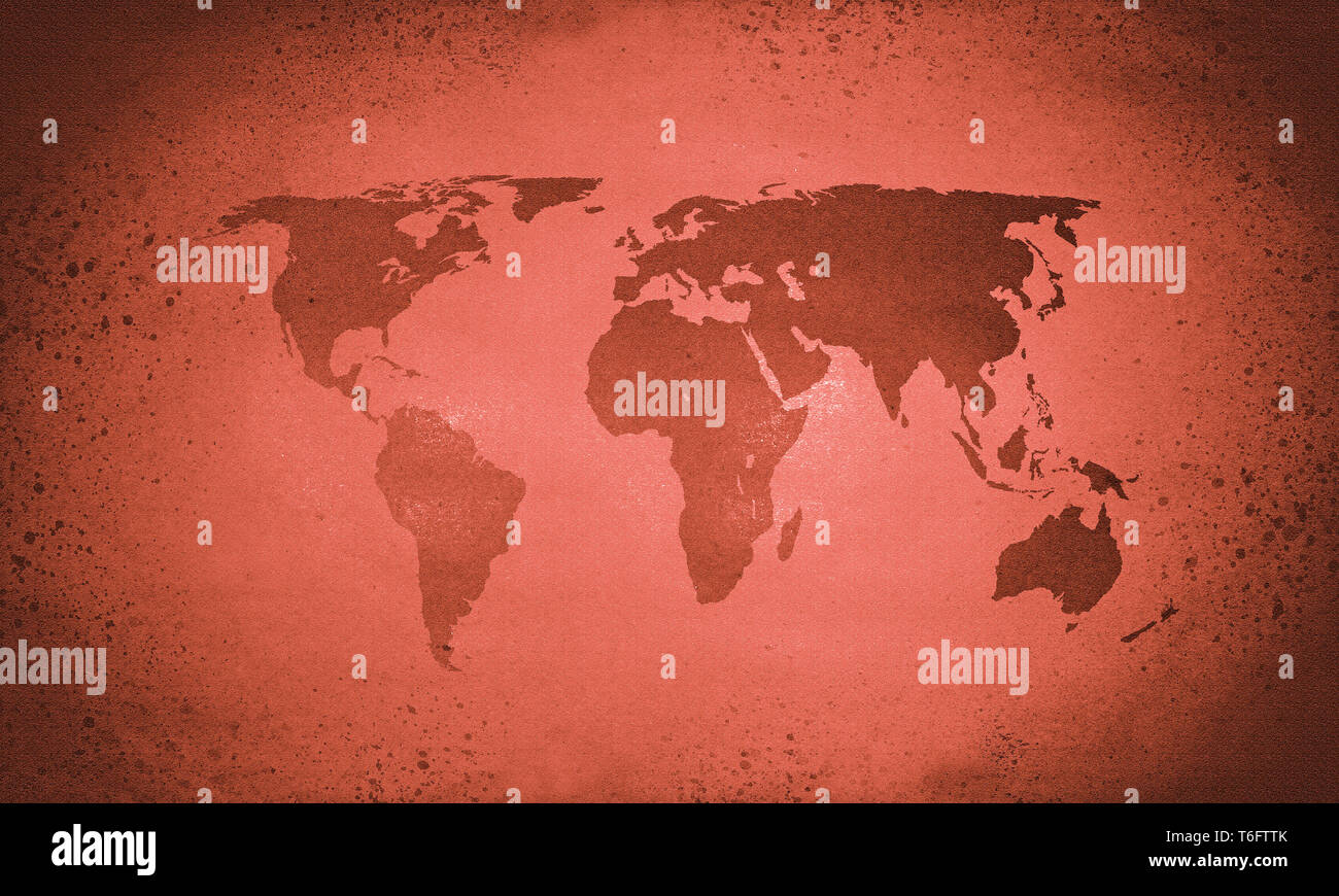Old red world map Stock Photo - Alamy