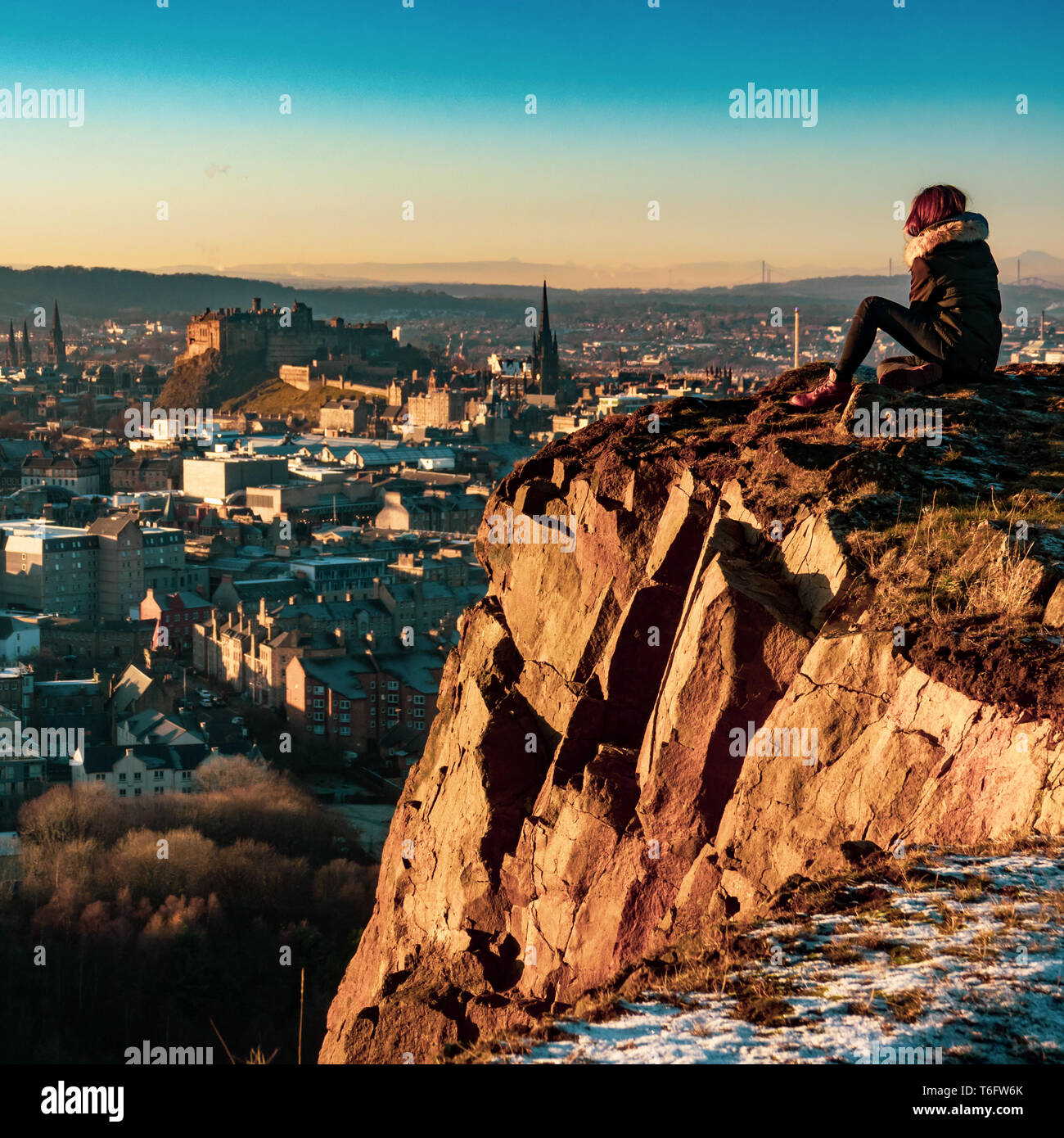 Edinburgh Girl At Sunset Stock Photo - Alamy