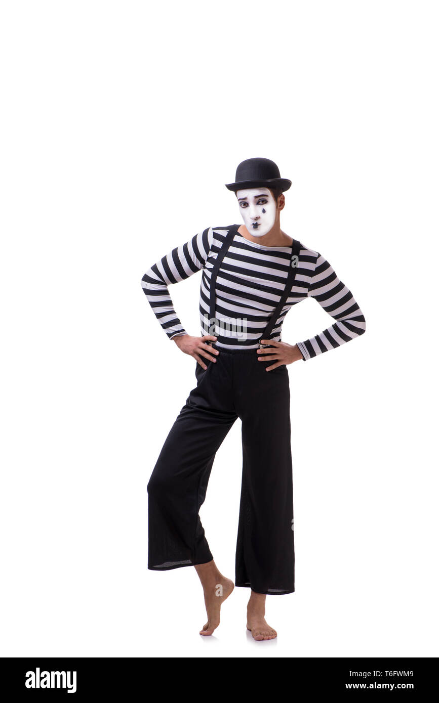 Young mime isolated on white background Stock Photo - Alamy