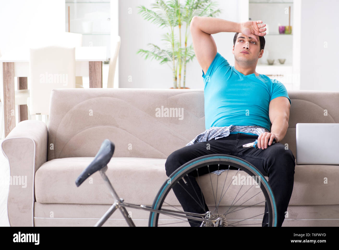 Man cyclist exhausted not woman hi-res stock photography and images - Alamy