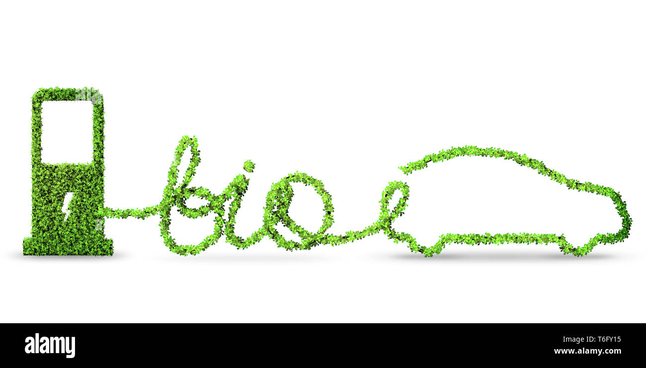 Car powered by biofuel - 3d rendering Stock Photo - Alamy