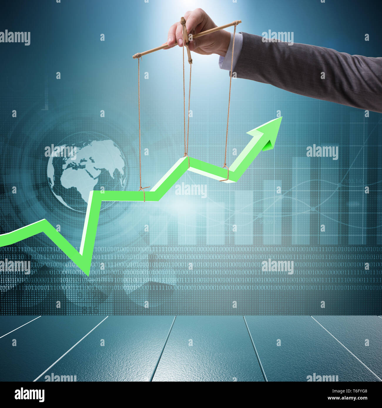 Hand supporting the growth chart line Stock Photo - Alamy