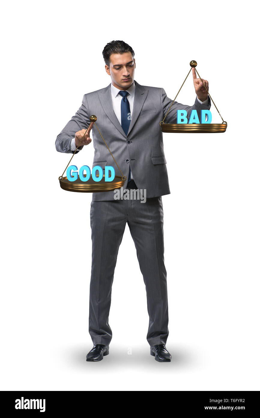 Businessman choosing between good and bad Stock Photo - Alamy