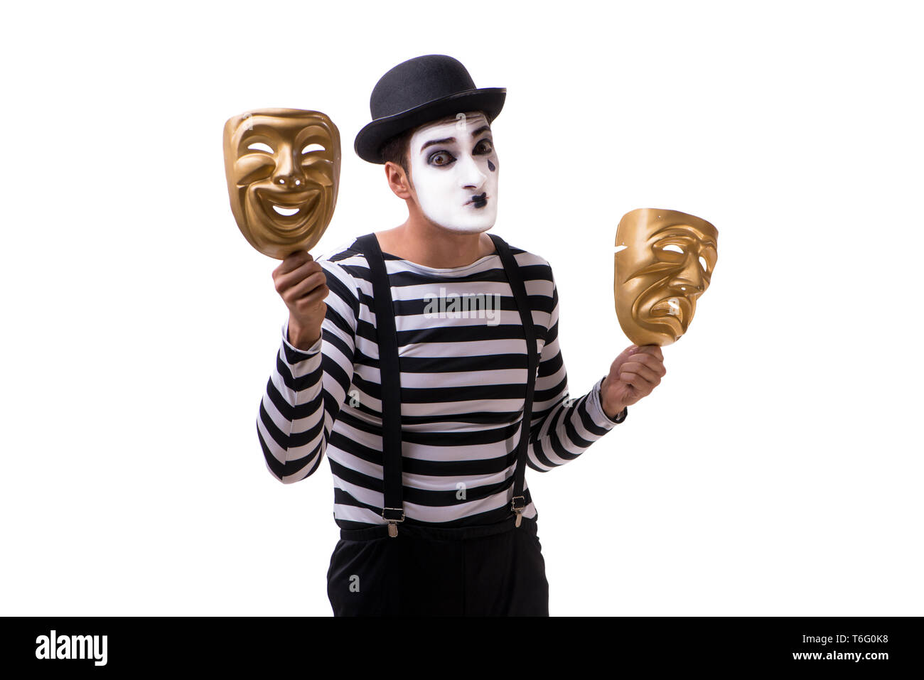 Mime with masks isolated on white background Stock Photo - Alamy