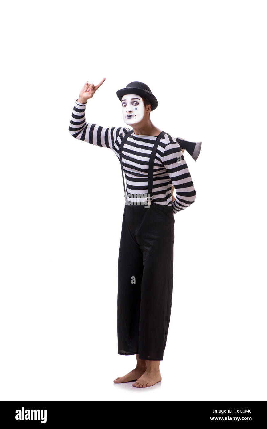 Mime with axe isolated on white background Stock Photo - Alamy