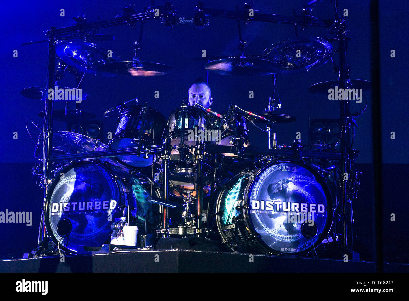 Mike Wengren of Disturbed performs live on stage during the 'Evolution ...