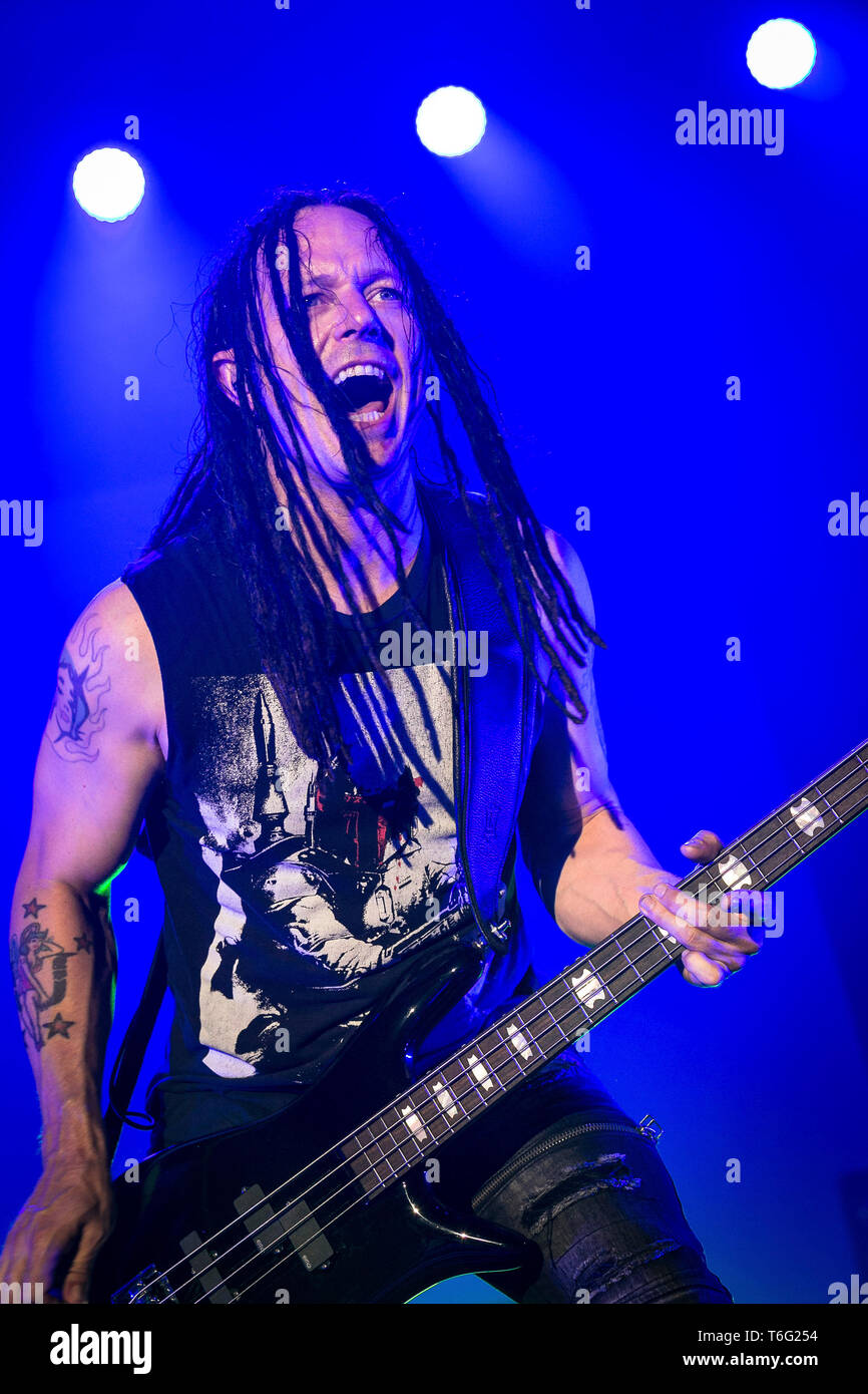 John Moyer of Disturbed performs live on stage during the 'Evolution ...