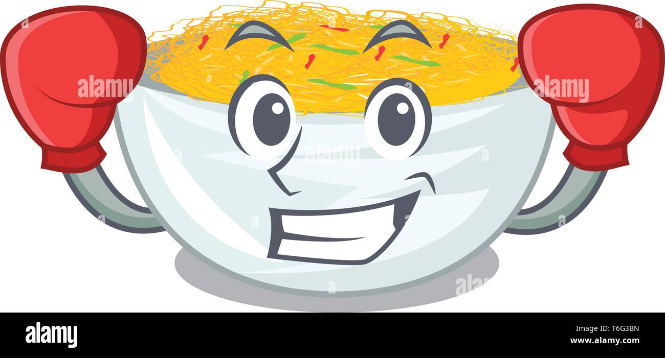 Boxing cartoon fried noodles in a pan Stock Vector Image & Art - Alamy