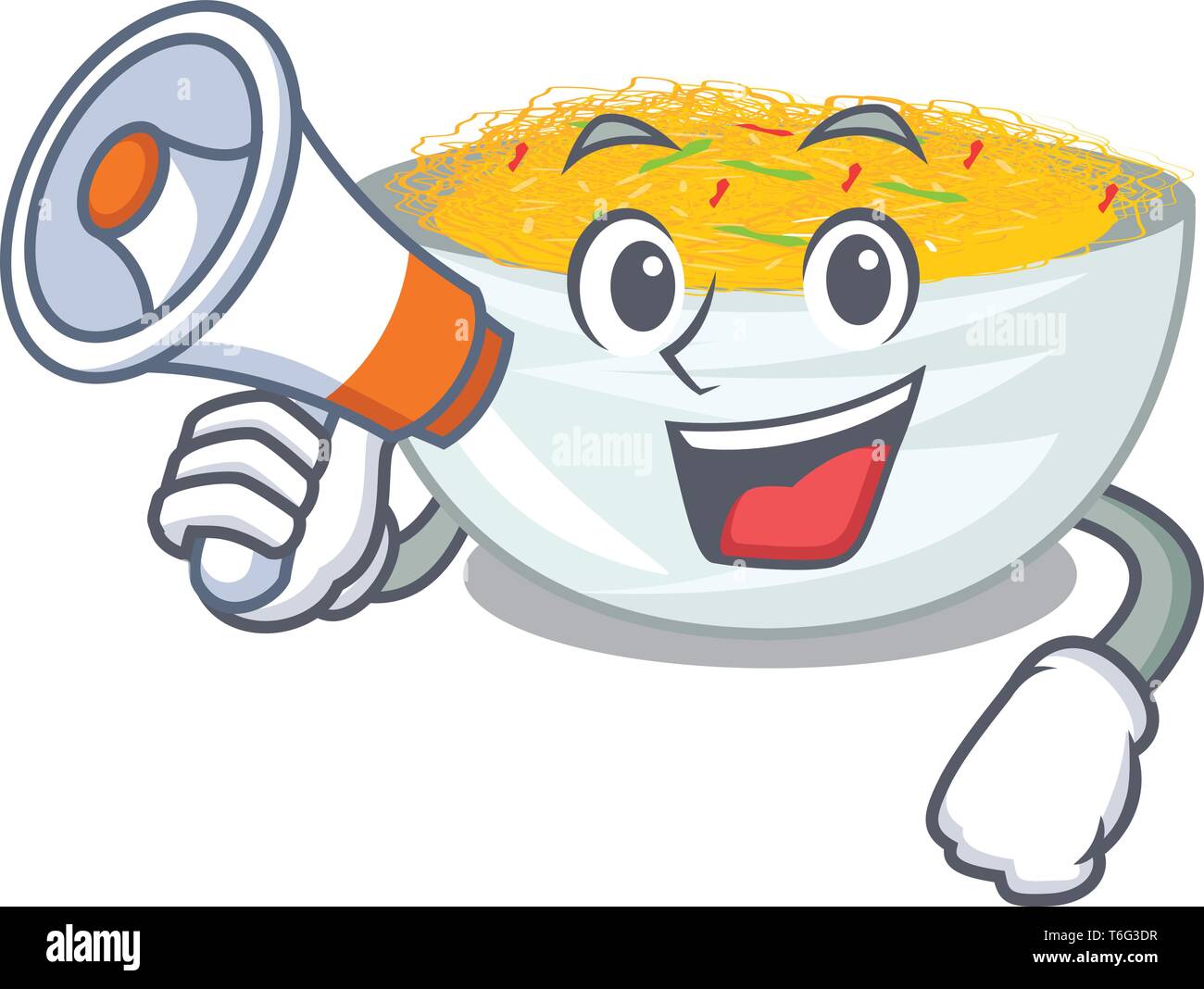 With megaphone cartoon fried noodles in a pan Stock Vector Image & Art ...