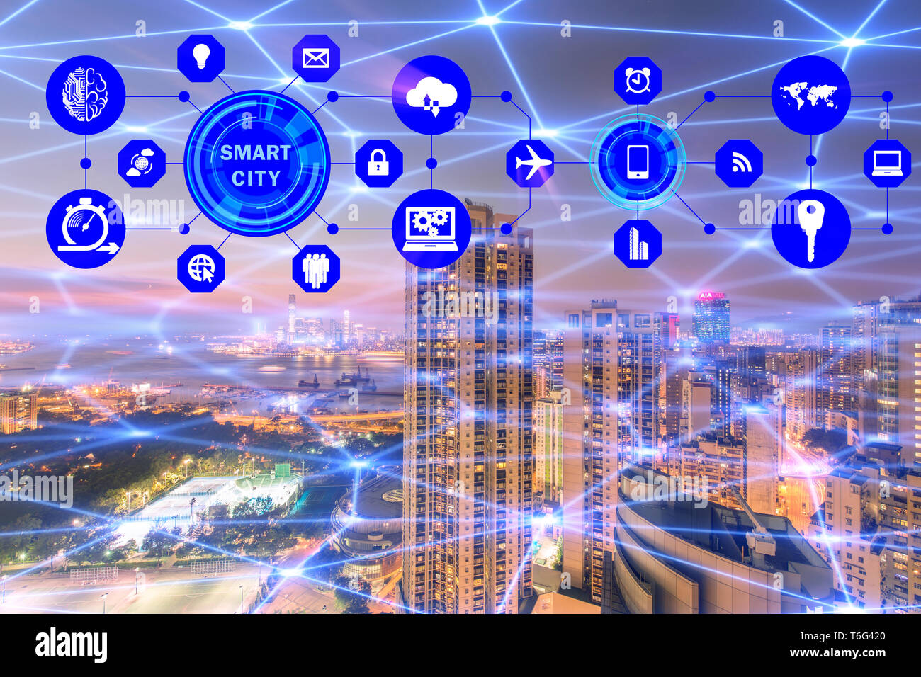 Concept of smart city and internet of things Stock Photo - Alamy