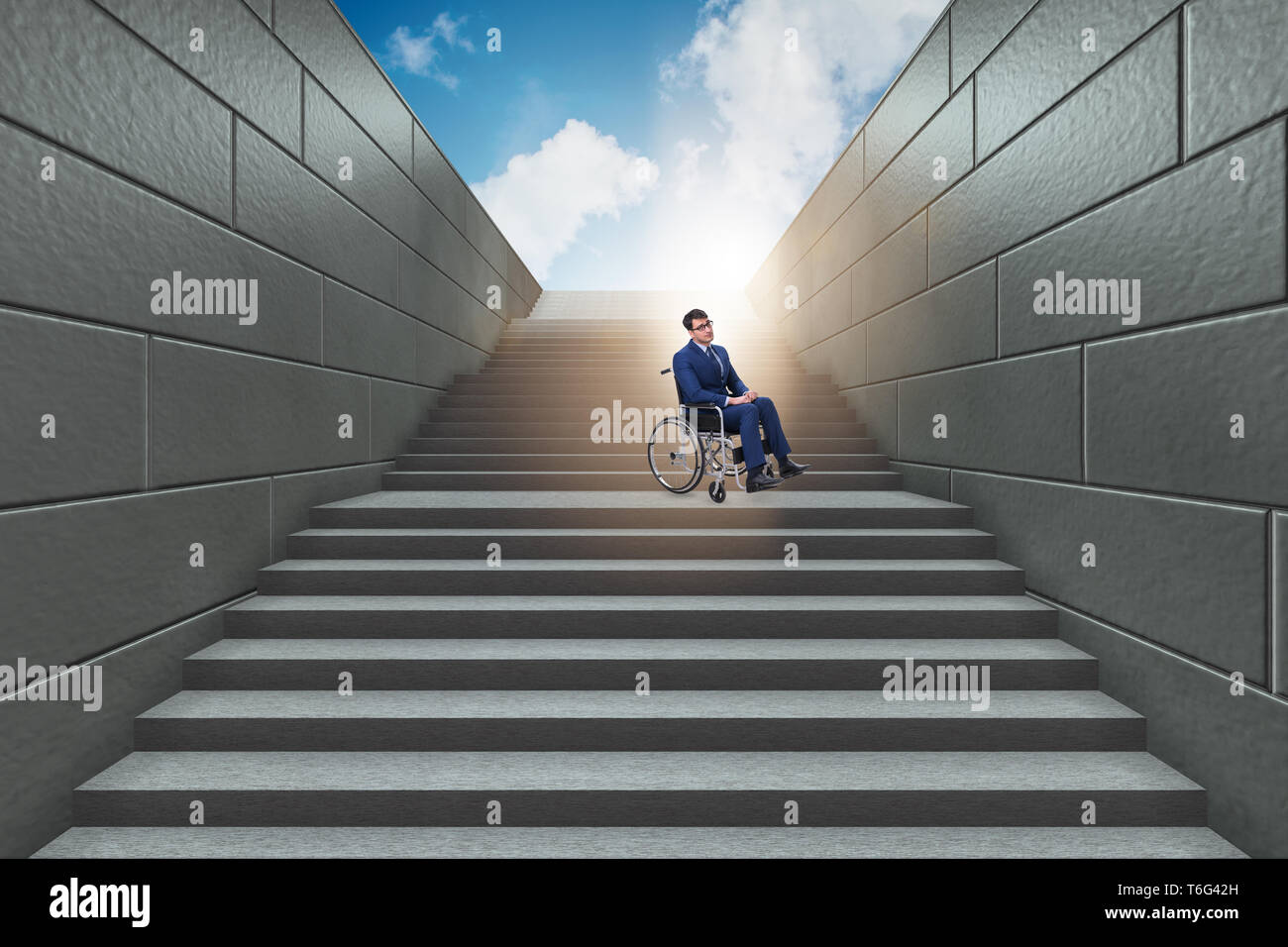 Wheelchair stairs inaccessible handicapped accessibility hi-res stock ...